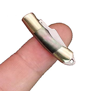 Fon ALLey mini pocket knife brass and natural shell handle knives… (Black)