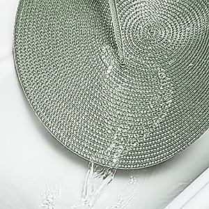 AHHFSMEI Round Braided Placemats 15 Inch Round Table Mats for Dining Tables Woven Heat Resistant Place mats Set of 6 (Fog Green)