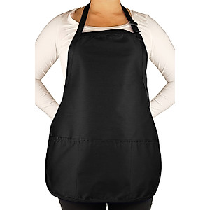 NuFazes Adjustable Bib Apron Spun Poly-Commercial, Restaurant Kitchen 3 Pocket in Black - 12 Pack