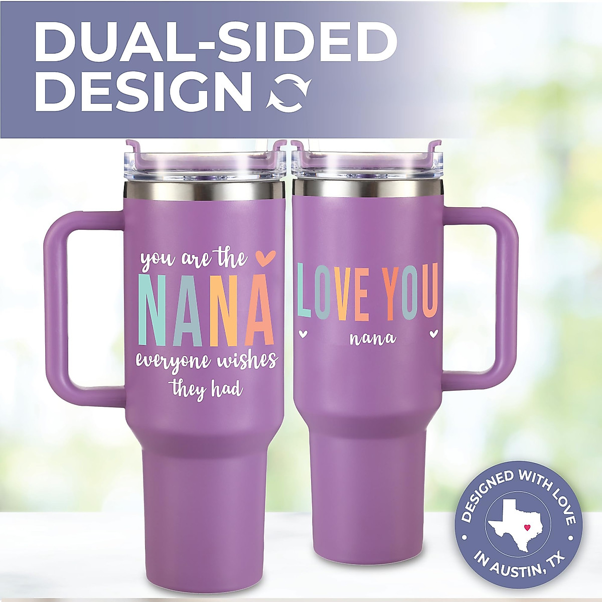 Nana Tumbler 40oz, Mothers Day Gifts for Nana from Grandkids, Ideal Present from Grandchildren, Thoughtful and Unique Birthday Gift from Grandson, Heartwarming Gifts for Grandma, Christmas, Gift Ready