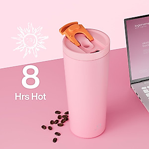 ENCOOL 30 oz Insulated Tumbler with Lid and Straw, 100% Leakproof Travel Coffee Mug, Stainless Steel Coffee Tumbler, Keeps Cold for 24 Hours or Hot for 8 Hours, Car Cup Holder Friendly (Flamingo)