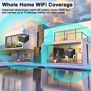 Whole Home Mesh WiFi System 1200Mbps Dual Band - Up to 3000 Sq.ft Coverage and Connect up to 70 Devices, Mesh Router for Wireless Internet, WiFi Router/Extender Replacement - 2 Pack