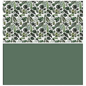 WRAPAHOLIC Reversible Wrapping Paper - Mini Roll - 17 Inch X 33 Feet - Monstera Leaf and Solid Green Design for Birthday, Party, Baby Shower