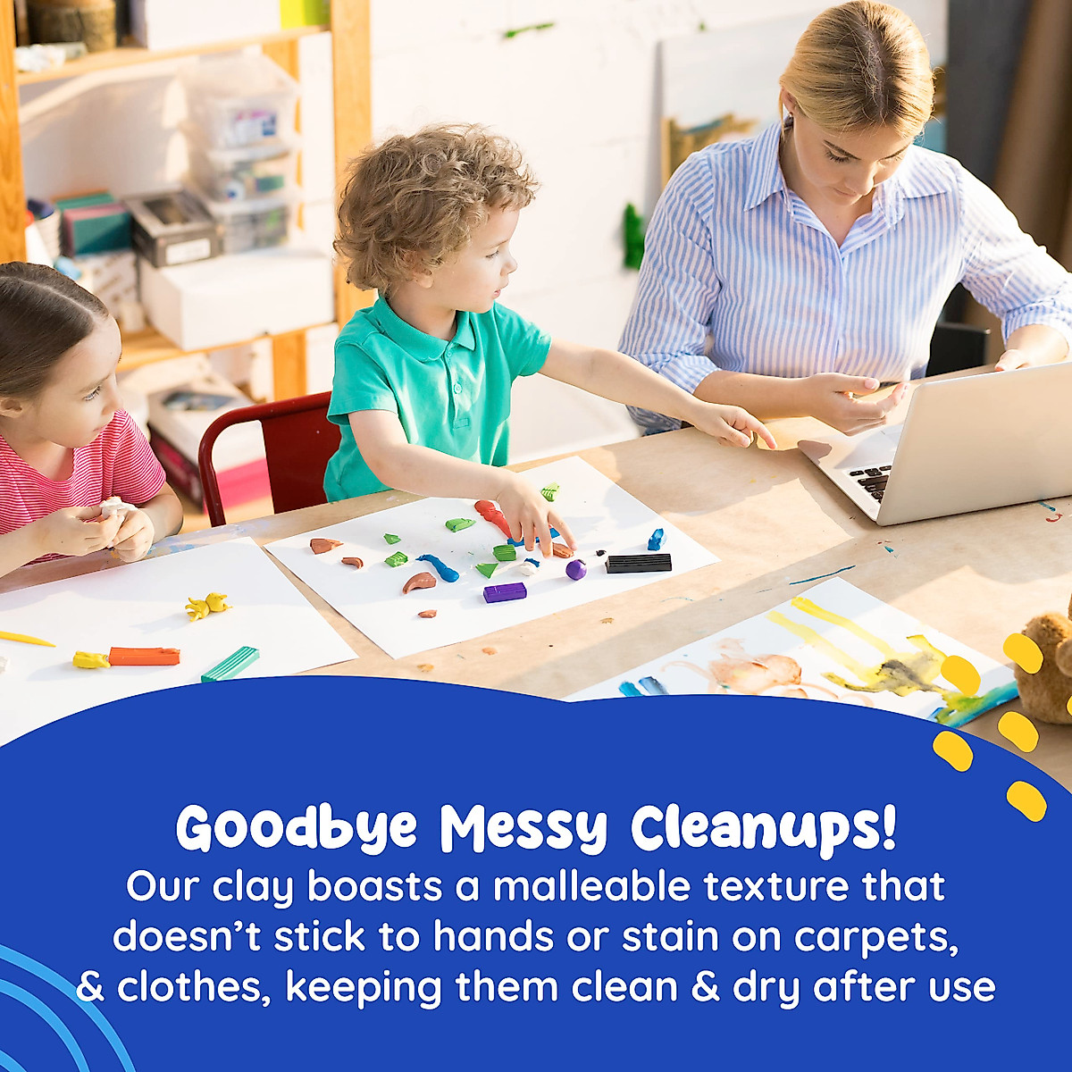 Modeling Clay for Kids - 6 Super Soft & 100% Natural Kids Modeling Clay Doughs Made from Wheat Flour - 100g Per Can of Reusable & Vibrant Kids Clay Modeling Kit for Ages 3+ by Marie’s Kids