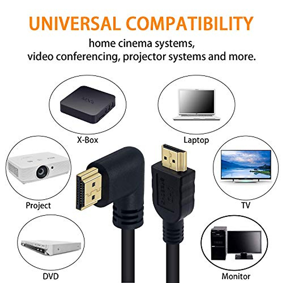 Poyiccot 8K HDMI Cable 2feet, HDMI 2.1 Cable 90 Degree Left Angle HDMI Male to Male 8K HDMI Cable 48gbps 2.1 Cable Support 8K@60Hz 4K@120 7680P 8K HDMI 2.1 Cable for TV/Xbox /PS4 /PS5(M/M Left)