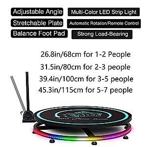 MWE 360 Photo Booth Machine with Software for Parties with Flight Case,Logo Customization,2-3 People Stand on APP Remote Control Automatic Slow Motion 360 Spin Camera Booth (26.8"+Flight Case)