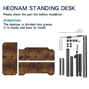 59'' L Shaped Electric Height Adjustable Standing Desk, Sit to Stand Home Office Computer Desk with Black Frame & Rustic Brown Top