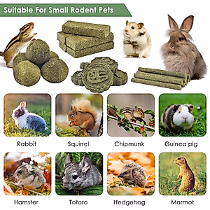 ERKOON 25Pcs Bunny Chew Toys, 100% Natural Timothy Hay Chew Biscuit&Treats Sticks, Chew Toy for Teeth for Rabbit Chinchilla Guinea Pig Hamster Gerbil Squirrel, 8.5oz