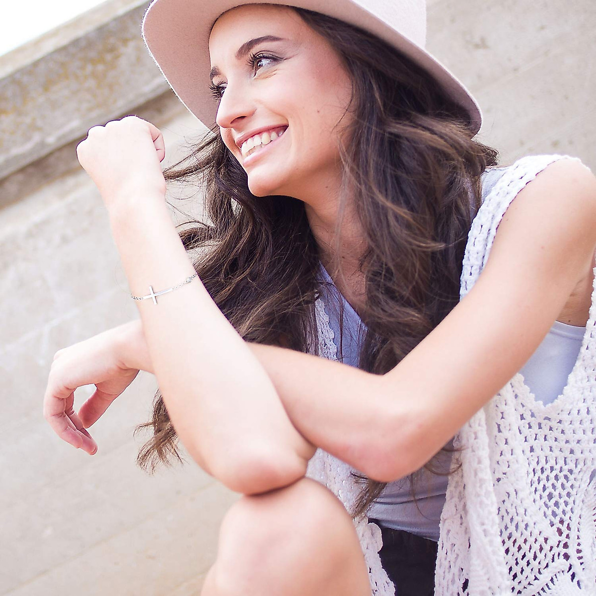 AmorAime 925 Sterling Silver Cross Bracelet for Women Faith Bracelet Religious Christian Believe Faith Bracelet for Festival, Vacation or Holiday