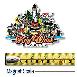 Key West, Florida City Magnet by Classic Magnets, Collectible Souvenirs Made in The USA, 4.26" x 3.13"