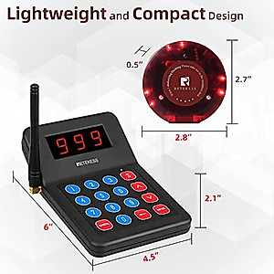 Retekess T119 Restaurant Pager,Pagers for Restaurants,Check Call Records,Max 999 Beepers,2 Charging Ways,10 Pagers for Church,Hospital,Food Truck,Clinic