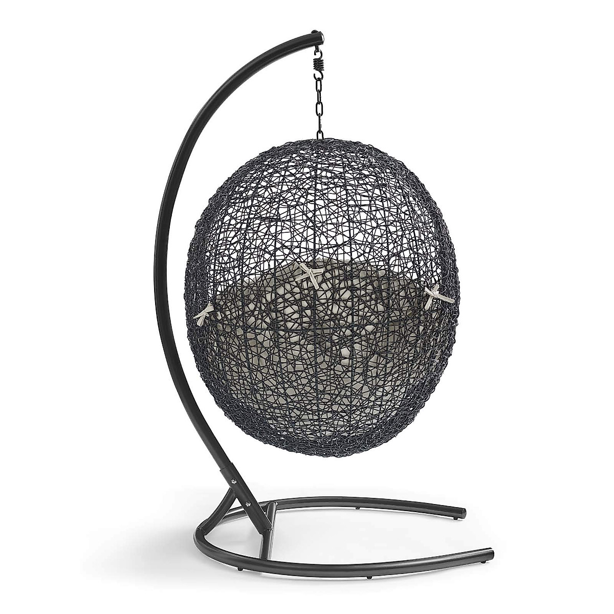 Modway EEI-739-BEI-SET Encase Wicker Rattan Outdoor Patio Porch Lounge Egg, Swing Chair with Stand, Beige