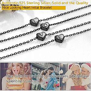 Dainty C Letter Bracelet Cute Jewelry Sterling Silver Thin Chain Heart Initial Bracelets for Women