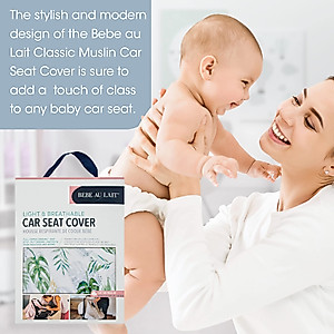 Bebe au Lait Classic Muslin Car Seat Cover -Perfect Baby Car Seat Covers for Babies, Car Seat Canopy, Unisex Baby Car Seat Cover- Easy Snap Straps, Fully Zippered Opening, Breathable- Green