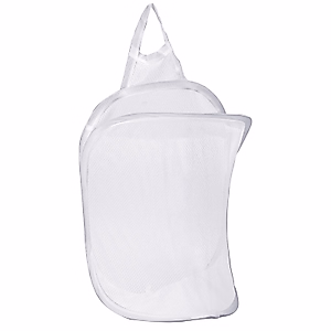 Mozeat Lens Space-Saving Hanging Laundry Hamper, White, Polyester, Portable, Hangable, Foldable