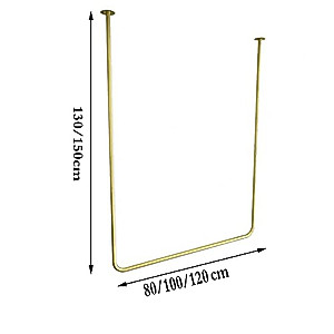 NEOCHY Wall-Mounted Clothes Rail, Ceiling-Mounted Clothes Display Rack, Detachable Hanger, Loft Design Hanger/Golden/120X150Cm