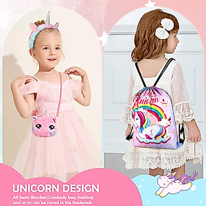 SRIZIAN Unicorn Gift Set for Girls Age 3,4,5,6,7,8,9,10,11,12, Birthday Gifts for Girls, Thanksgiving Day Gifts for Girls,Christmas Gfits for Girls Glow in Dark Blanket