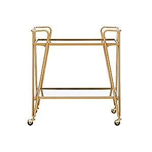 Linon Gina Mid-Century Bar Cart, Gold