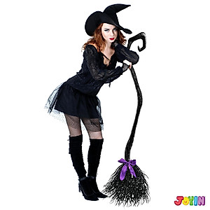 JOYIN 55'' Witch Broom with Ribbons for Kids Halloween Witches Broomstick, Costume Parties, Photo Booth Accessory, Halloween Decorations