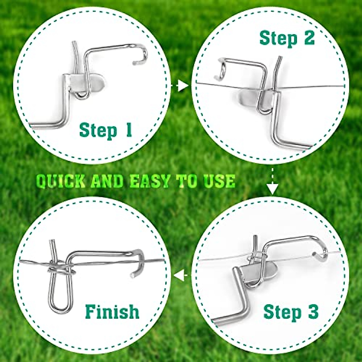 20 Pcs Fence Wire Tightener Tool with 1pc Tensioning Handle with 304 Stainless Steel and 3 pcs Easy Twist Fence Tool,Barbed Wire Fence Tightener for Fast Tighting Metal Fence Post