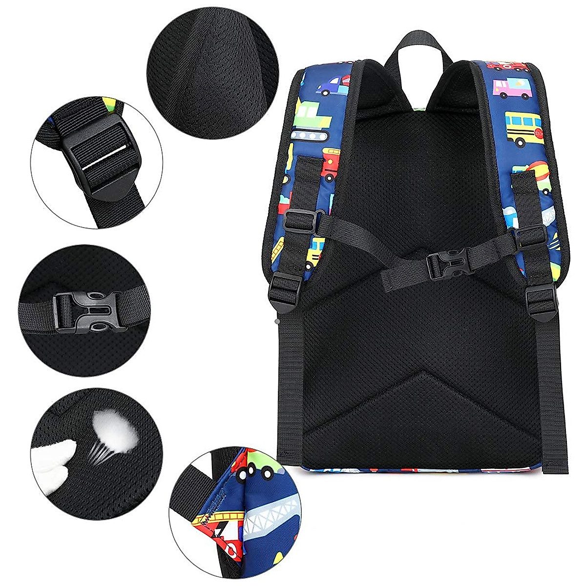 Bluboon Backpack for Kids Boys Preschool Kindergarten Backpack With Lunch Box School Bookbags (Navy Blue)