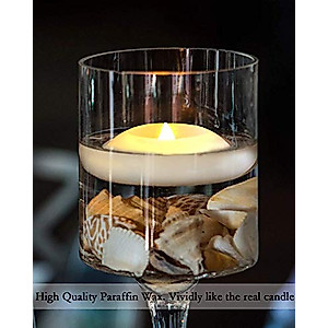 Homemory 3 Inch Flameless Floating Candles, 100 Hour, White Wax, Battery Flickering Waterproof Tealights - Wedding Centerpiece, Engagement, Dinner Parties, Beach Parties, Home Decor, Set of 12