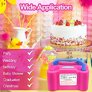 Electric Air Balloon Pump, Portable Dual Nozzle Electric Ballon Blower Maschine 600W Balloon Inflator for Party, Birthday, Wedding, Graduation, Festival Decorations(100-120v, Rose Red)