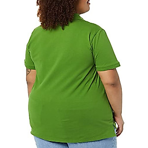 Amazon Essentials Women's Short-Sleeve Polo Shirt (Available in Plus Size), Light Olive, Large