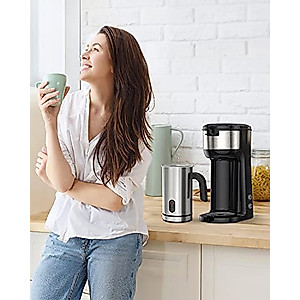 Boly Single Serve Coffee Maker with Milk Frother Combo, Small Coffee Machine for K Cups and Ground Coffee, Cappuccino Maker and Latte Machine