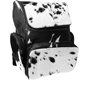 UGFashions Cowhide Print Hair Diaper Bag Leather Backpack Rucksack/Knapsack Shoulder Travel Bag Black & White