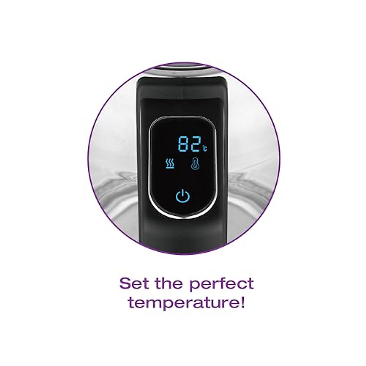 Salton GK1758 Temperature Control 1.7L with Tea Steeper Electric Kettle, Stainless Steel, Glass