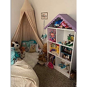 Yosoo Baby Bedding Round Dome Bed Canopy Kids Play Tent Hanging Mosquito Net Curtain for Baby Kids Reading Playing Sleeping Room Decoration, Khaki