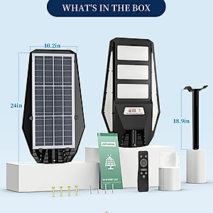 4800W Solar Street Lights Outdoor - Solar Lights Outdoor Waterproof, 7000K LED Solar Parking Lot Lights Commercial Dusk to Dawn, Street Lights Solar Powered Motion Sensor for Street, Outside, Yard