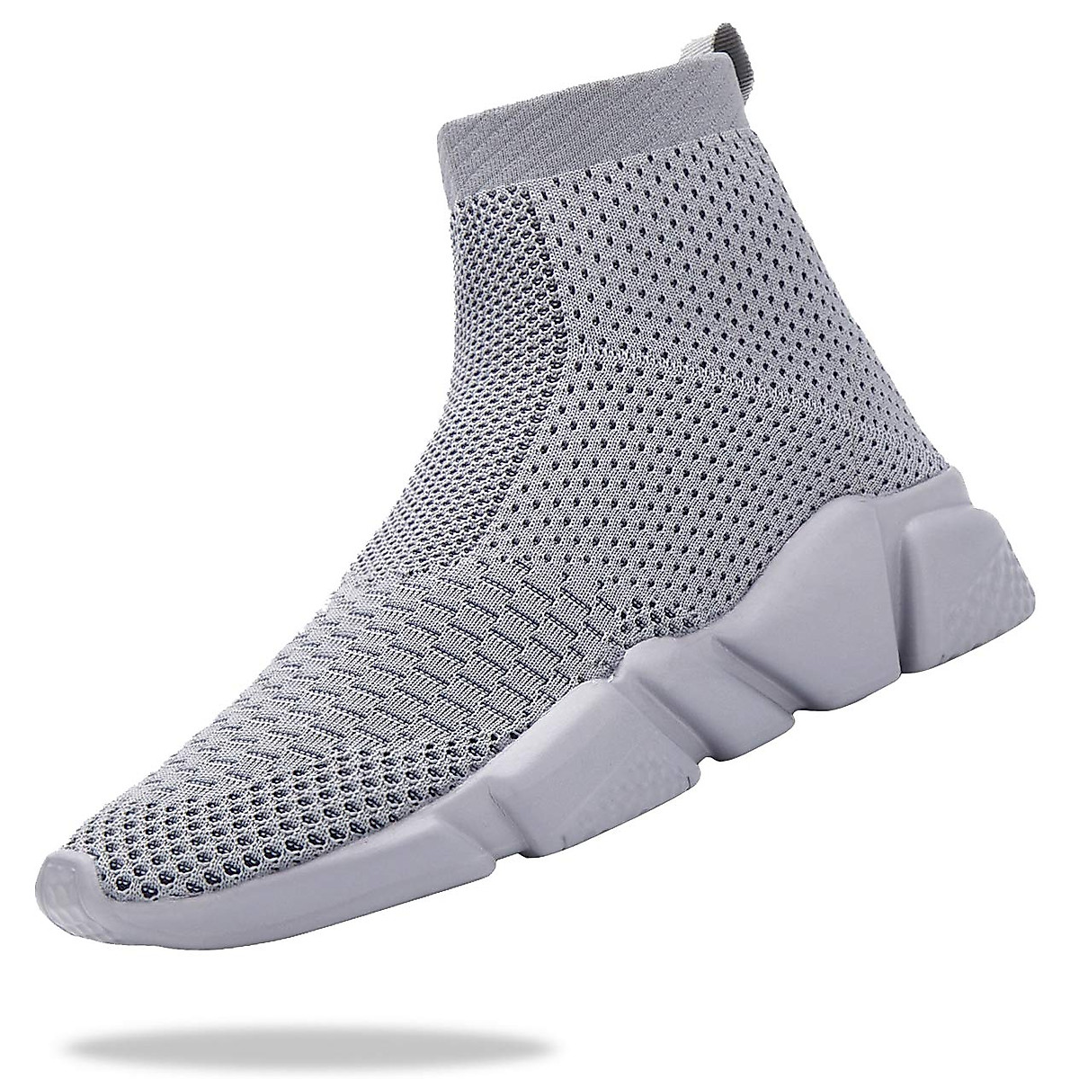 Santiro Boys Sneakers Sock Shoes Girls Lightweight High Top Kids Slip On Shoes Breathable Running Shoes All Gray (Little Kid/Big Kid/Toddler) 4 M US