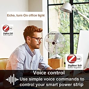 Jinvoo ZigBee Smart Power Strip 5 feet Extension Cord 10A 4 AC Individual Control 2 USB Works with Philips HUE SmartThings Echo 4th Gen Google Home hub is Required White
