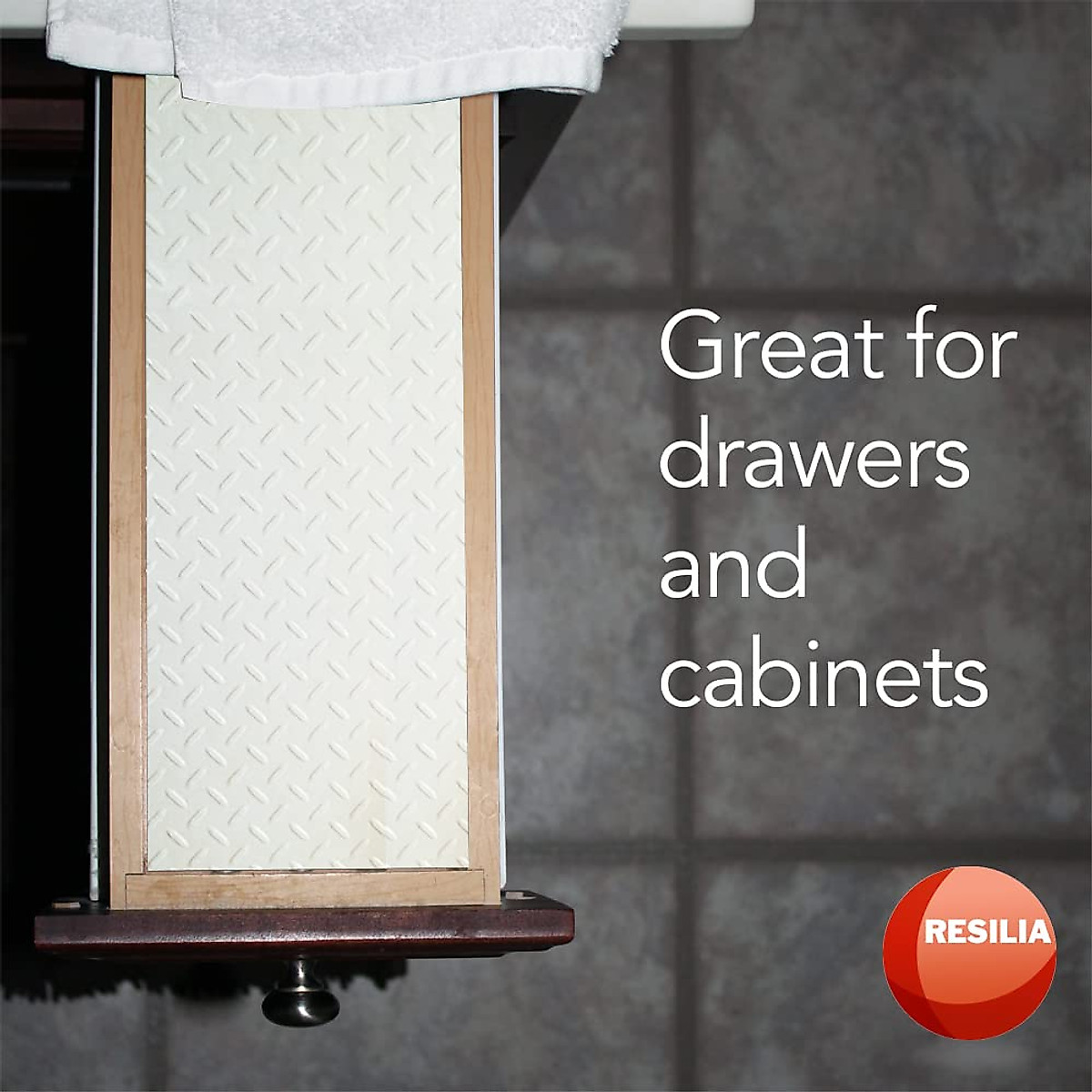 Resilia Premium Under The Sink Mat- Large Universal Size, Cut to Fit Cabinets, Shelf & Drawer Liners, Thick Plastic Diamond Plate Surface, 24 x 48 inches, Pure White