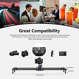 NEEWER Motorized Camera Slider, 39.4"/100cm Carbon Fiber Dolly Rail Slider with Remote Control, Support Video Mode, Time Lapse Photography, Horizontal, Tracking and 120° Panoramic Shooting (VS-100CC)