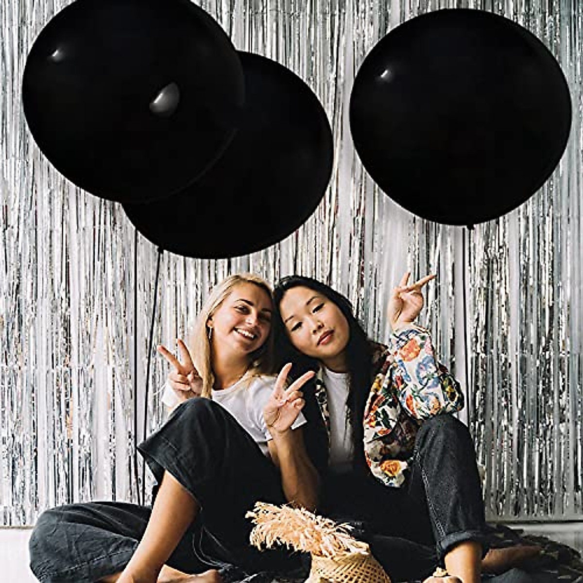 15pcs Black Balloons 24 Inch Large Black Balloons Latex Big Balloons Giant Oversize Balloons for Gender Reveal Birthday Wedding Party Halloween Decorations