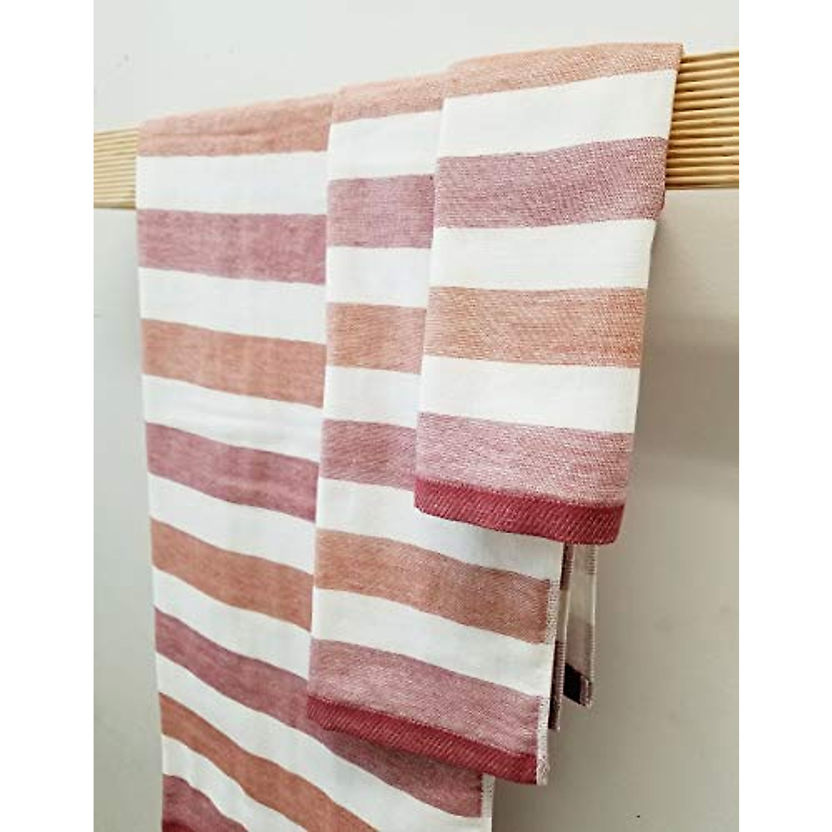 IPPINKA Senshu Japanese Towel, Ultra Soft, Quick-Drying, Two-Tone Stripes, Red (Wash/Face Towel)