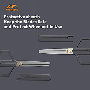 JIMIHOME Household Tool Essential Safety Craft Scissors Left Right Handed Tension Adjustable Protective Sheath Precision Light Duty Home Office Ground Blades Anti-slipping Resist Rusting