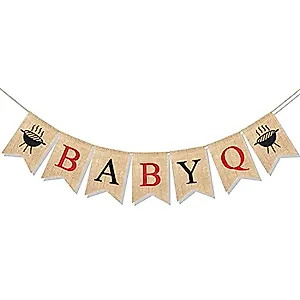 Uniwish Baby Q Banner for Baby Shower Birthday Party Decorations Summer BBQ Barbecue Picnic Party Supplies Photo Backdrop