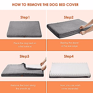 EHEYCIGA Washable Dog Beds for Large Dogs, Large Dog Bed with Removable Cover for Crate, Orthopedic Foam Pet Bed Dog Mat Mattress Cushions for Large Dogs, Grey