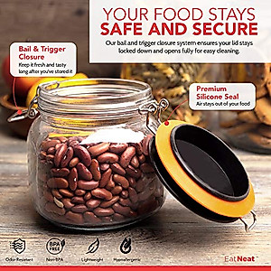 EatNeat 5 Piece Airtight Glass Kitchen Canisters with Black Lids - Includes Premium Black Labels and White Marker, Set of 5 Mason Jars for Food Storage Containers, Pantry Organization, and Canning