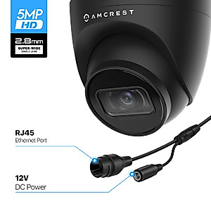 Amcrest 5MP POE Security Camera System Outdoor, 8CH POE NVR, 4pcs 5MP Turret POE Cameras, IP67 Metal Turret POE IP Cameras, Built in Mic, Pre-Installed 2TB Hard Drive, NV4108E-IP5M-T1179EB4-2TB