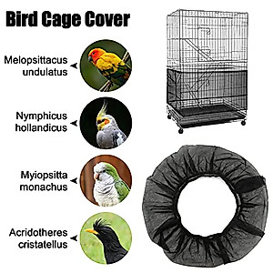 2 Pieces Large Adjustable Bird Cage Cover Seed Feather Catcher Birdcage Nylon Mesh Net Cover Soft Skirt Guard for Parakeet Macaw African Round Square Cage (61 x 10 Inch in Circumference and Width)