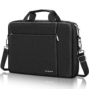Ferkurn Laptop Bag Women Men Computer Bag Compatible with HP Envy Pavilion Omen/LG Gram/MSI/Dell Inspiron XPS/Lenovo/Acer, Shoulder Strap Carrying Briefcase Messenger Bag Case, Black, 14 Inch