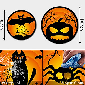 Tucocoo Halloween Electric Stove Burner Covers, Set of 4 Round Stove Burner Covers, 8 Inches and 10 Inches, Gas Stove Burner Covers, Metal Stove Burner Cover, Black Orange Kitchen Cooktop Decorative
