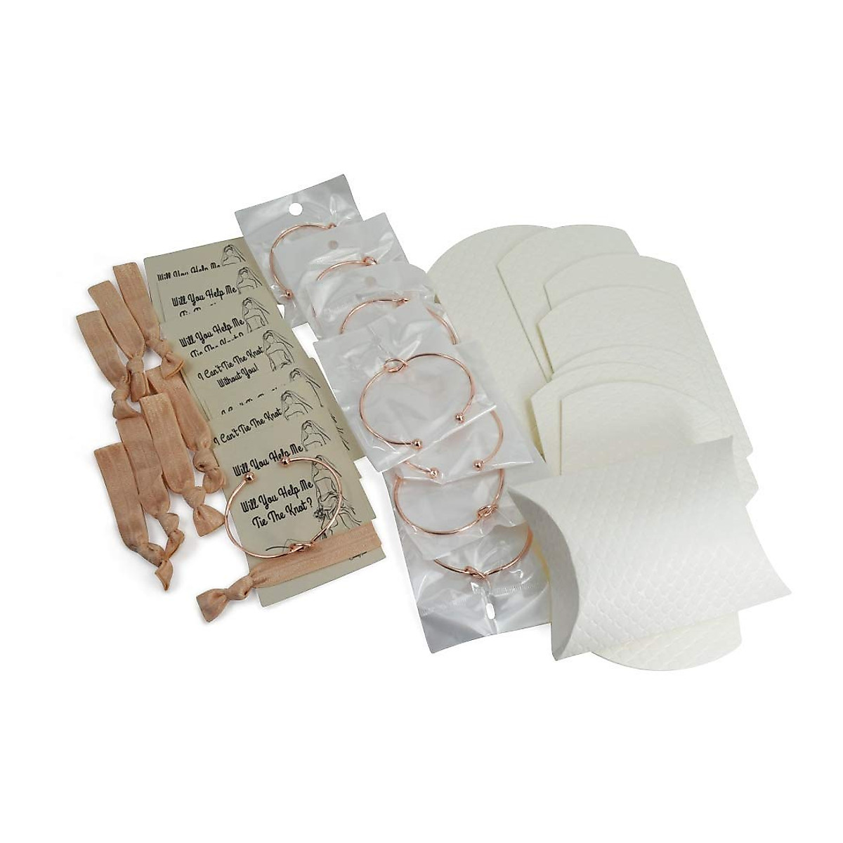 7 Rose Gold Bridesmaid Gift Bracelets Kit. "I Can't Tie The Knot Without You" Bridesmaid Cards & Gift Box. The Tie Knot Cuff or Heart Bracelet Gifts Is a perfect Proposal Idea & Bridal Party Gifts.