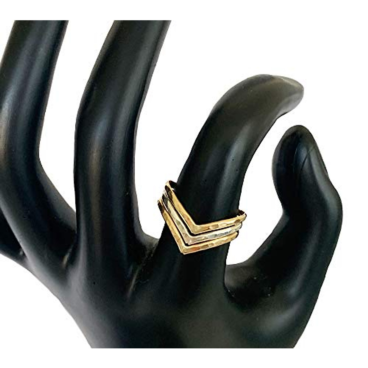 TOE RINGS & THINGS Triple Chevron Gold and Sterling Finger or Thumb Ring | Unisex Sizes 5-12 (11)