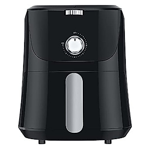 LATURE 4.2 QT Air Fryer Oven Cooker with Temperature and Time Control Dishwasher Non-stick Basket 6 Cook Presets CE Certified Black (Black-Knob)